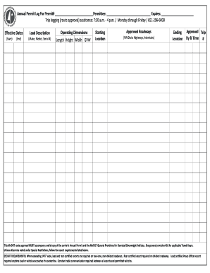 Fillable Online dot state mn Annual Permit Log For Permit# Permittee ...