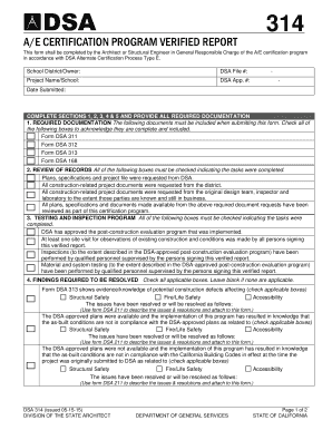 Fillable Online documents dgs ca Form DSA 314 AE Certification Program ...