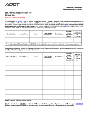 Fillable Online azdot SOQ Proposer's Solicitation List - Arizona ...