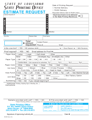 Fillable Online doa la Estimate Request Form Fax Email Print - pdfFiller