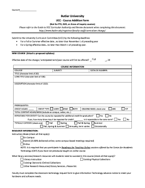 Fillable Online legacy butler NEW Course Approval Form - Butler ...