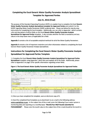 Fillable Online Completing the Excel Generic Water Quality Parameter ...