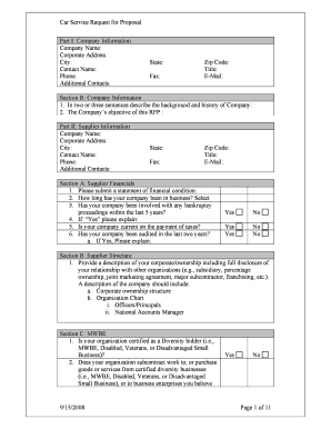 Fillable Online Limousine Standard RFP format for Corporations Fax ...