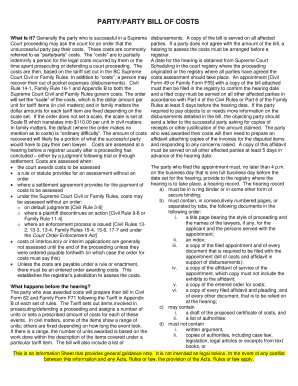 Fillable Online PARTY/PARTY BILL OF COSTS Fax Email Print - pdfFiller