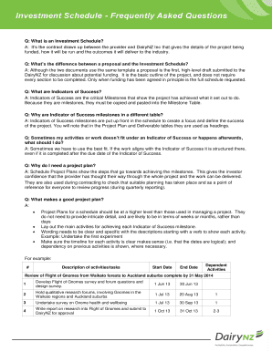 Fillable Online Investment Schedule - Frequently Asked Questions Fax ...