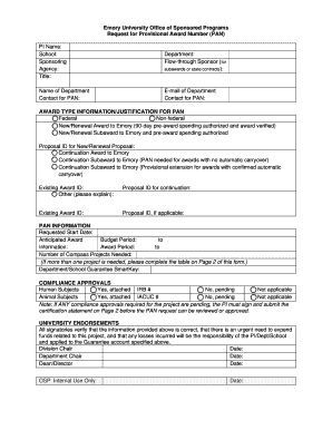 Fillable Online osp emory New PAN form rev form 2docx Fax Email Print ...