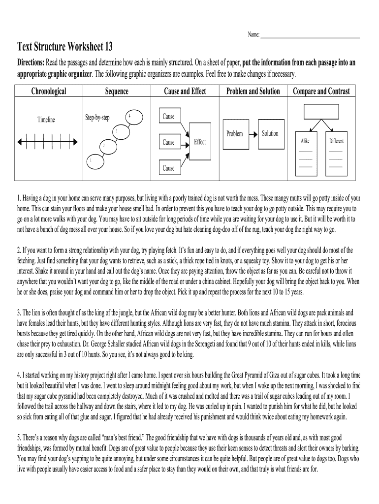  text Structure Worksheet 11 Answers 