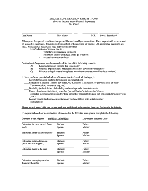 Fillable Online su shorter Special Circumstances bFormb - su shorter ...