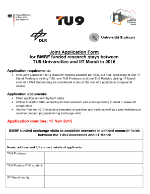 Fillable Online intl kit Joint Application Form for BMBF funded ...