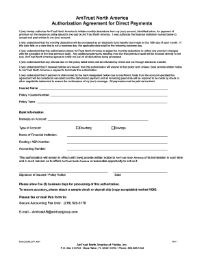 Amtrust Eft Form - Fill Online, Printable, Fillable, Blank | pdfFiller