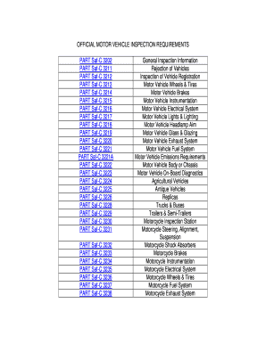 Fillable Online OFFICIAL MOTOR VEHICLE INSPECTION REQUIREMENTS Fax ...