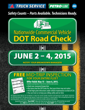 Fillable Online DOT Road Check - Universal Truckload Inc Fax Email ...