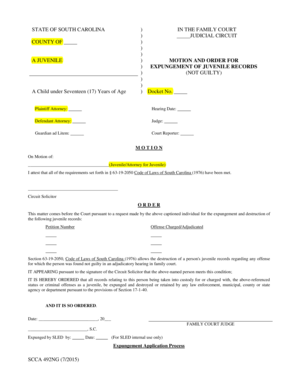 Fillable Online Juvenile Expungement Order - Ninth Judicial Circuit ...