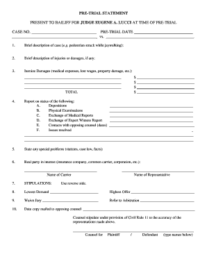 Fillable Online Judge Luccis pretrial statement - Lake County Fax Email ...