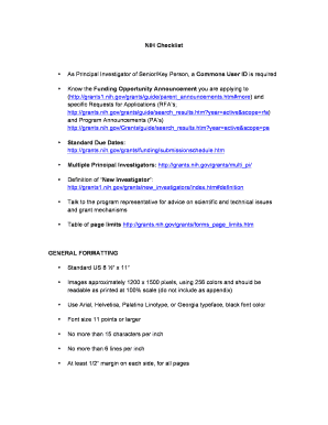 Fillable Online NIH Checklist Fax Email Print - pdfFiller