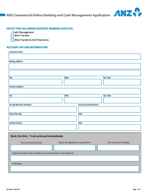 Fillable Online Business Internet Banking bApplicationb form PDF 216kB - ANZ Fax Email Print ...