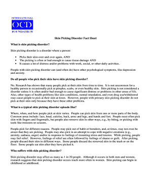 Fillable Online Skin Picking Disorder Fact Sheet Fax Email Print ...