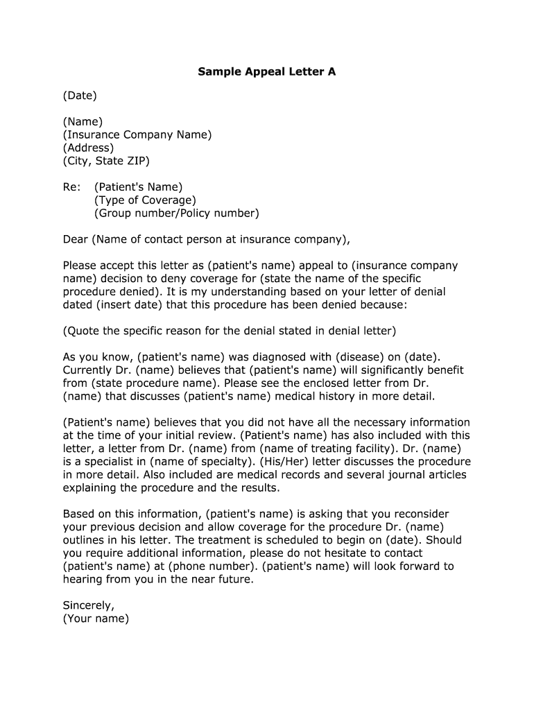 Medical Necessity Appeal Letter Template Pdf Fill Online Printable 