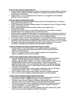 Fillable Online Parent Columbia Impairment Scale (Parent CIS) Fax Email ...