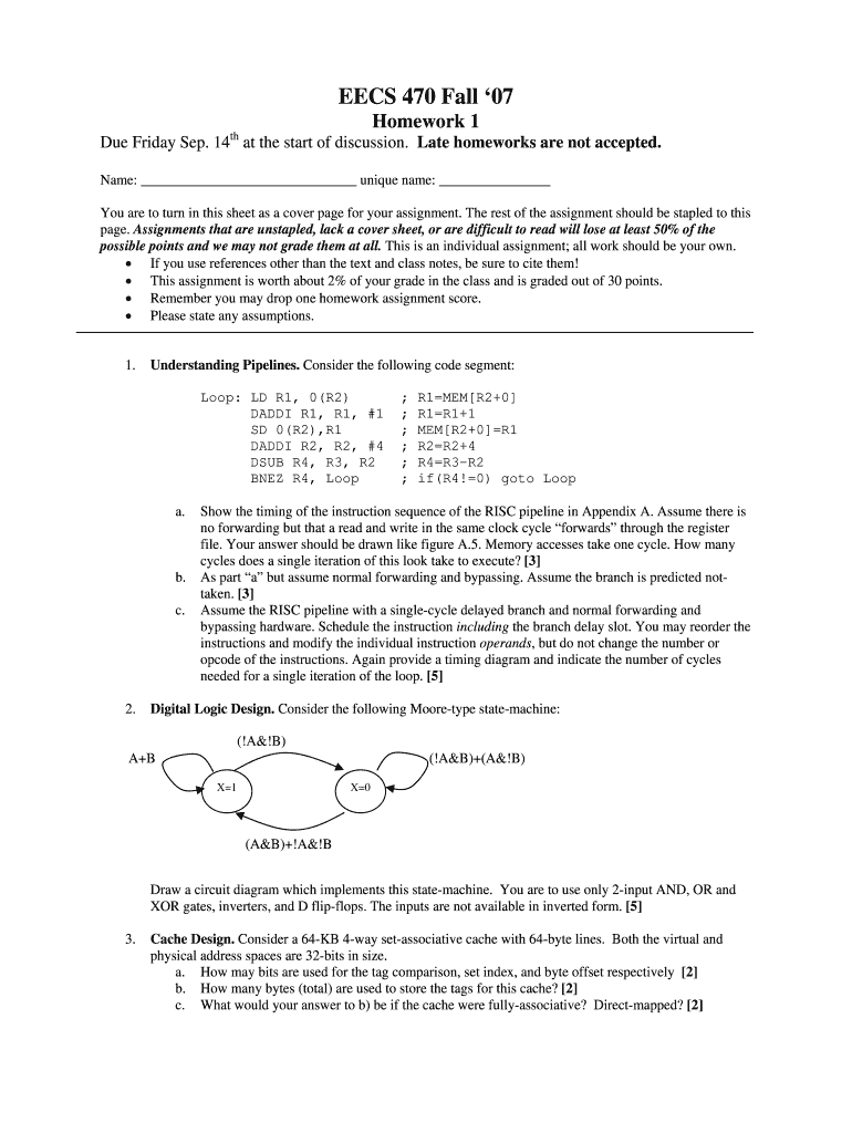 Fillable Online web eecs umich EECS 470 Fall 3905 - web eecs umich Fax Email Print - pdfFiller