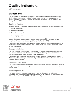Fillable Online Quality indicators VET factsheet This factsheet ...