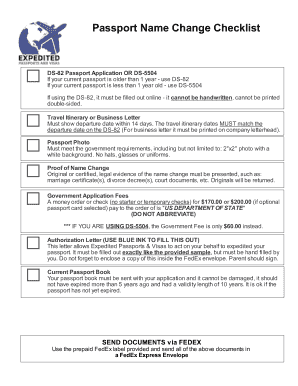 Fillable Online Passport Application Check List for DS-82 Applicants ...