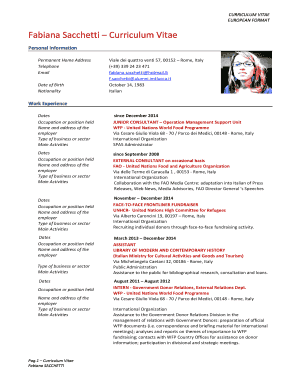Fillable Online Fabiana Sacchetti Curriculum Vitae Fax Email Print - pdfFiller