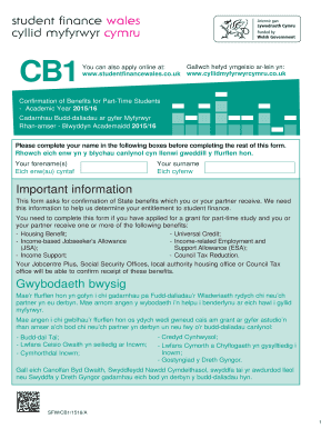 Fillable Online Student Finance Wales Benefits Confirmation Form 1516 ...