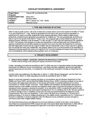 Fillable Online svcalt mt CHECKLIST ENVIRONMENTAL ASSESSMENT Project ...