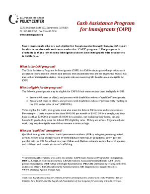 Fillable Online caimmigrant Cash Assistance Program for Immigrants CAPI ...