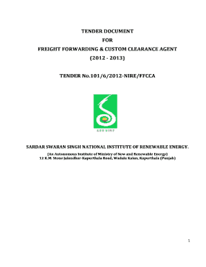 Fillable Online Tender document for freight forwarding amp custom ...