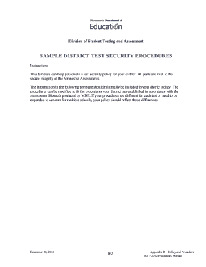 Fillable Online Sample district test security procedures - Rochester ...