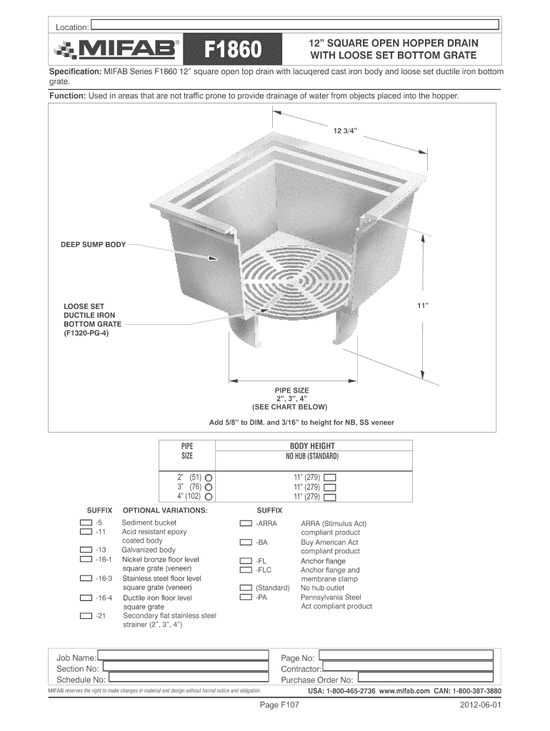 Fillable Online Location: 12 SQUARE OPEN HOPPER DRAIN WITH LOOSE SET ...