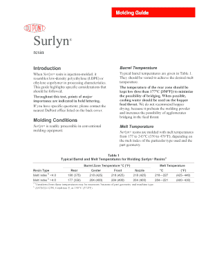 Fillable Online dupont co Surlyn Molding Guide PDF - DuPont - dupont co ...