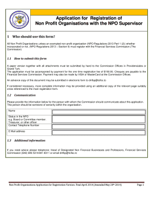 Fillable Online Application for Registration of Non Profit ...