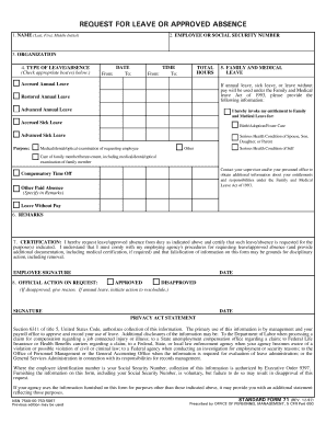 Fillable Online TYPE OF LEAVE/ABSENCE Fax Email Print - pdfFiller