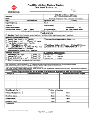 Fillable Online Food Microbiology Chain of Custody - EMSL Analytical ...