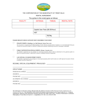 Fillable Online Recreation Facility Rental Form - Trent Hills Fax Email Print - pdfFiller