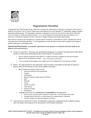 Fillable Online Organization Checklist Fax Email Print - pdfFiller