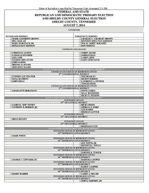 Fillable Online Order of the ballot is specified by Tennessee Code ...