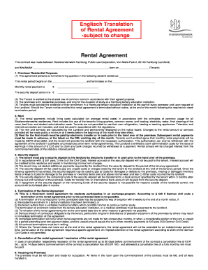 Fillable Online studierendenwerk-hamburg Rent contract for exchange ...