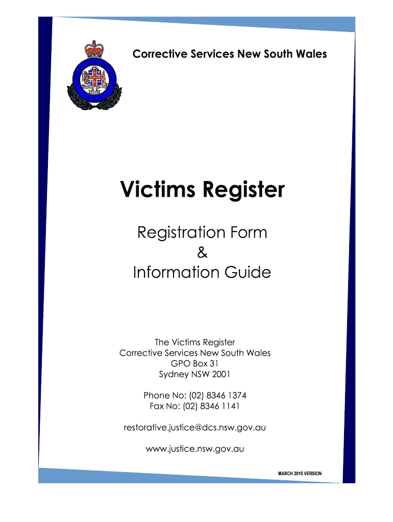 Fillable Online Victims Register - Registration Form and Information ...