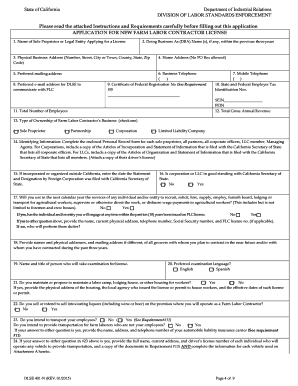 Fillable Online Application for new farm labor contractor license ...