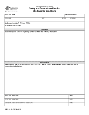Fillable Online dshs wa Licensing and Safety Supervision Plan DSHS 10 ...
