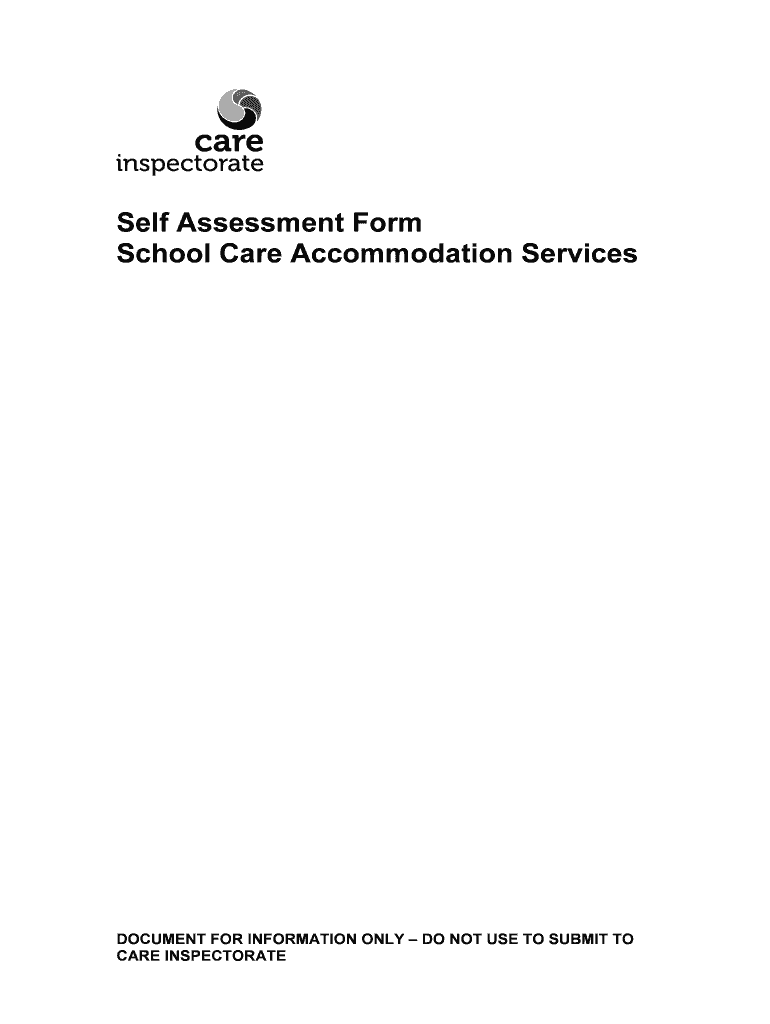 Fillable Online Self Assessment Form School Care - Care Inspectorate ...