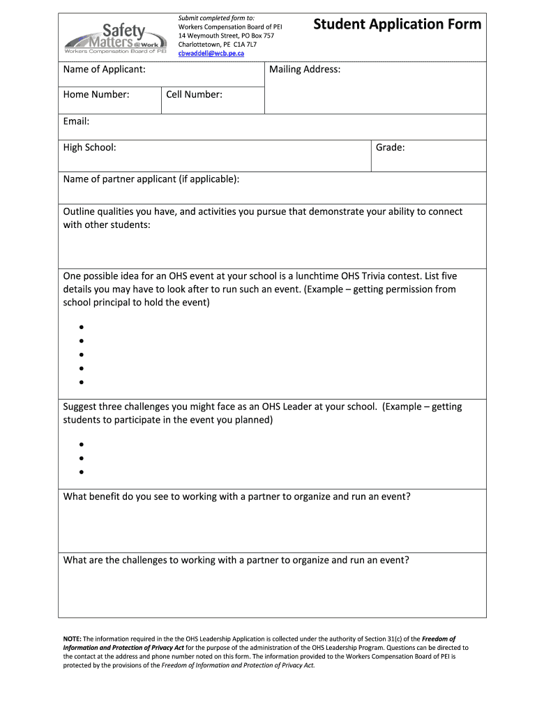 Fillable Online OHS Leadership Program Application Form Fax Email Print ...