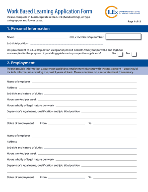 Fillable Online Work Based Learning Application Form Fax Email Print ...