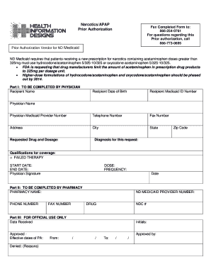Fillable Online Narcotics/APAP Fax Email Print - pdfFiller