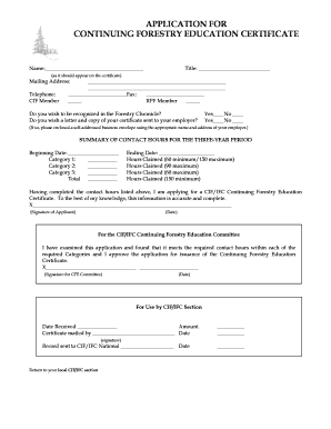 Fillable Online cif-ifc Continuing Education Certificate bApplicationb ...
