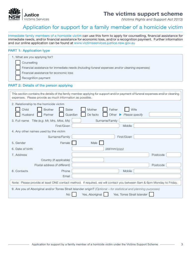 Fillable Online victimsservices justice nsw gov The victims support ...